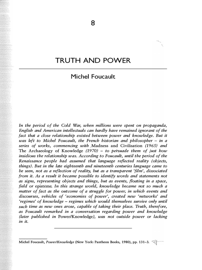 Foucault's Regime of Truth Explained | PDF | Ideologies | Discourse