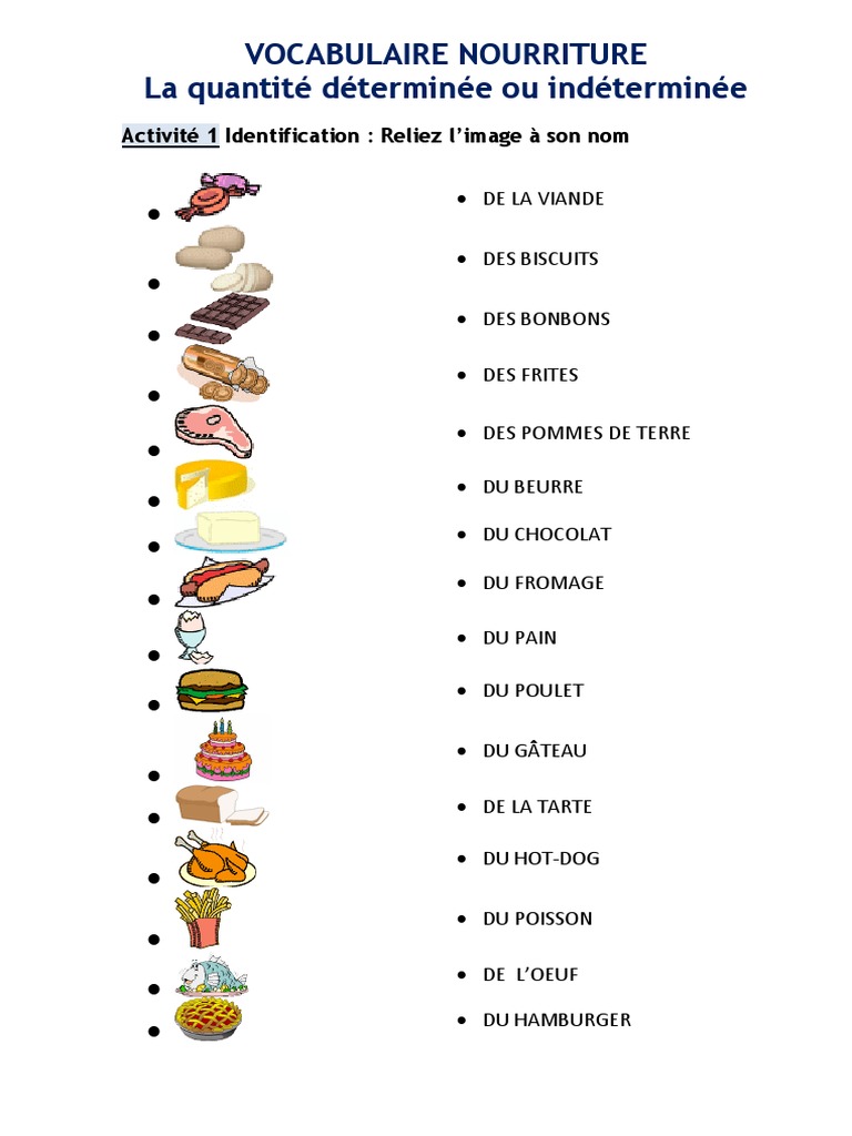 Les Aliments Exercices PDF | PDF