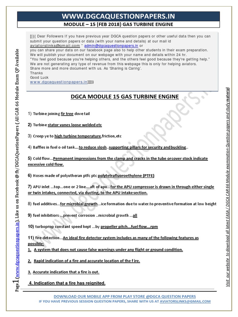 DGCA Module 15: Gas Turbine Engine Exam | PDF | Gas Turbine | Engines