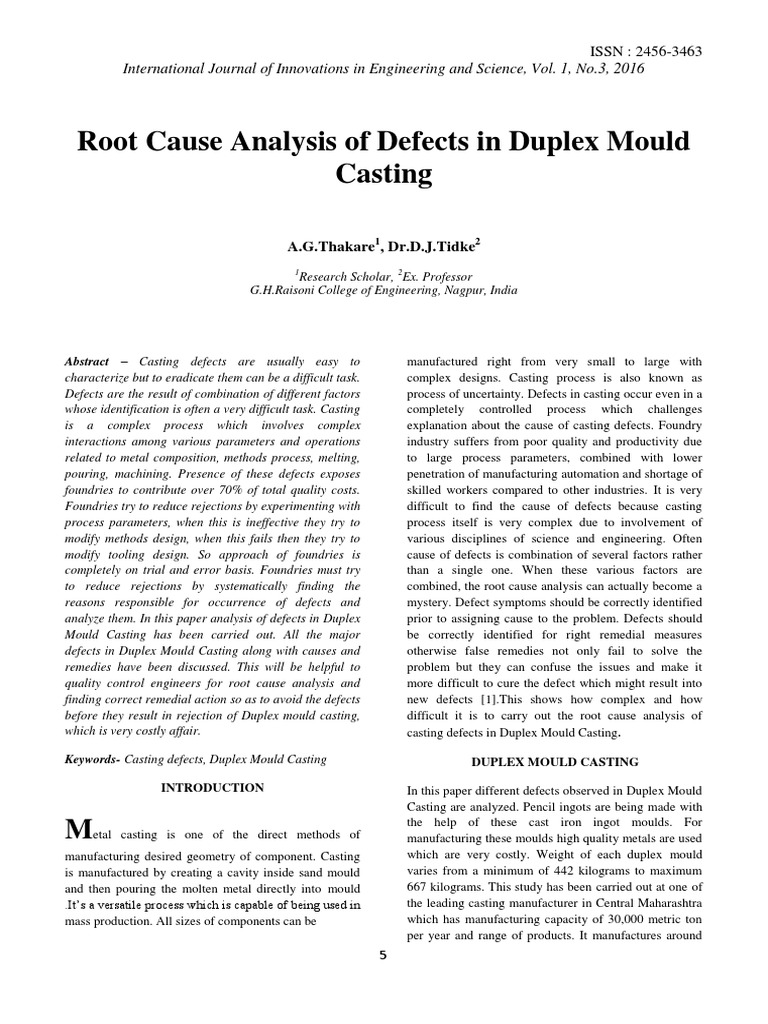 Root Cause Analysis of Defects in Duplex PDF | PDF | Casting ...