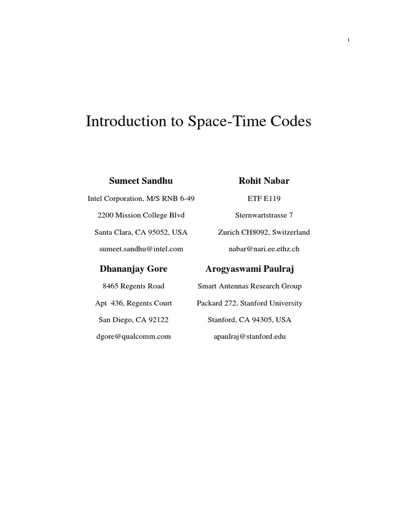 Introduction To Space-Time Codes: Sumeet Sandhu Rohit Nabar | Download ...