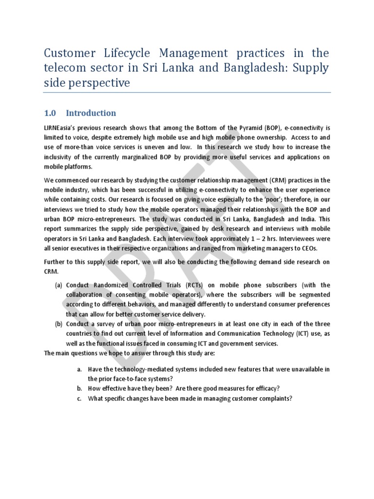Customer Lifecycle Management Practices in The Telecom Sector in Sri ...