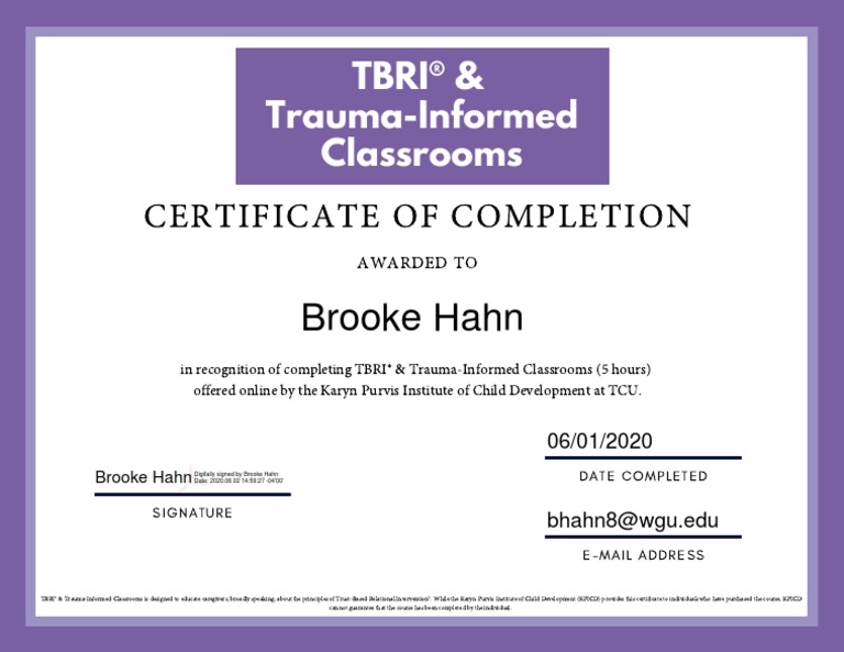 Tbri Tic Certificate Final | PDF