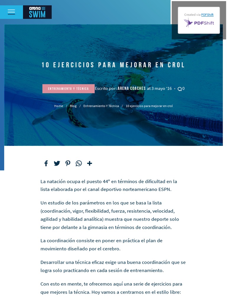 10 Ejercicios para Mejorar en Crol | PDF