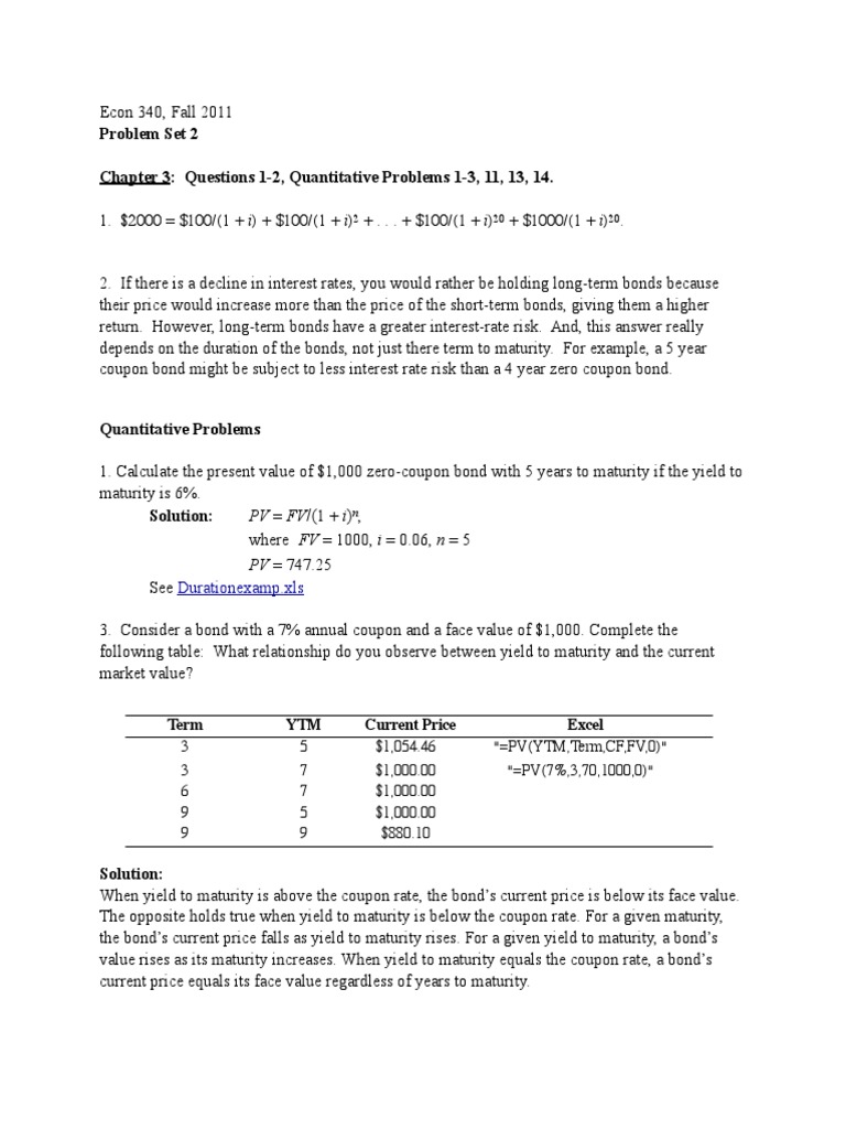 Calculating the Duration and Impact of Interest Rate Changes on Various ...