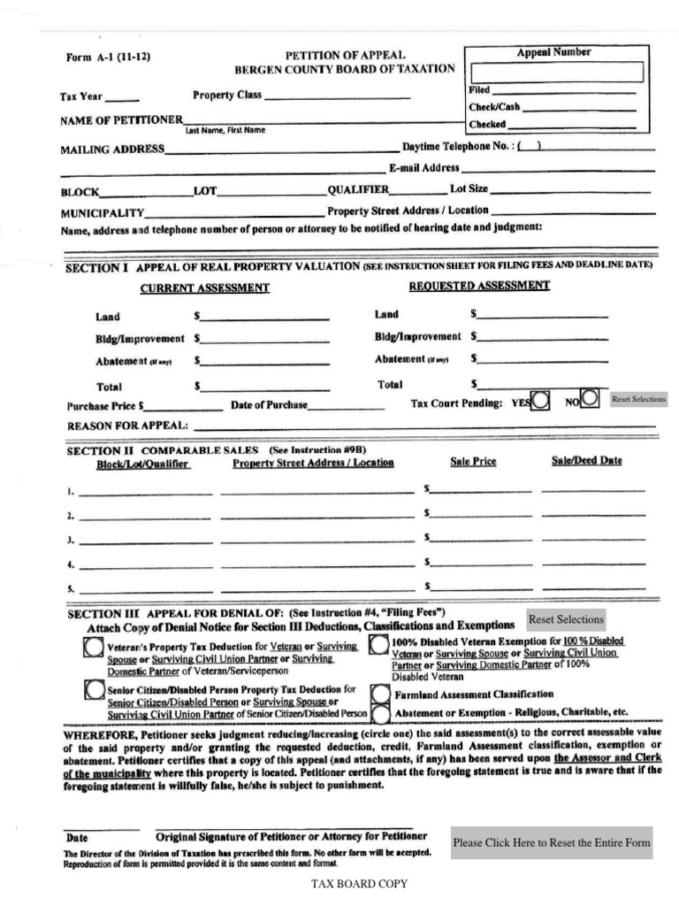 Tax Board Form Reset Instructions | PDF