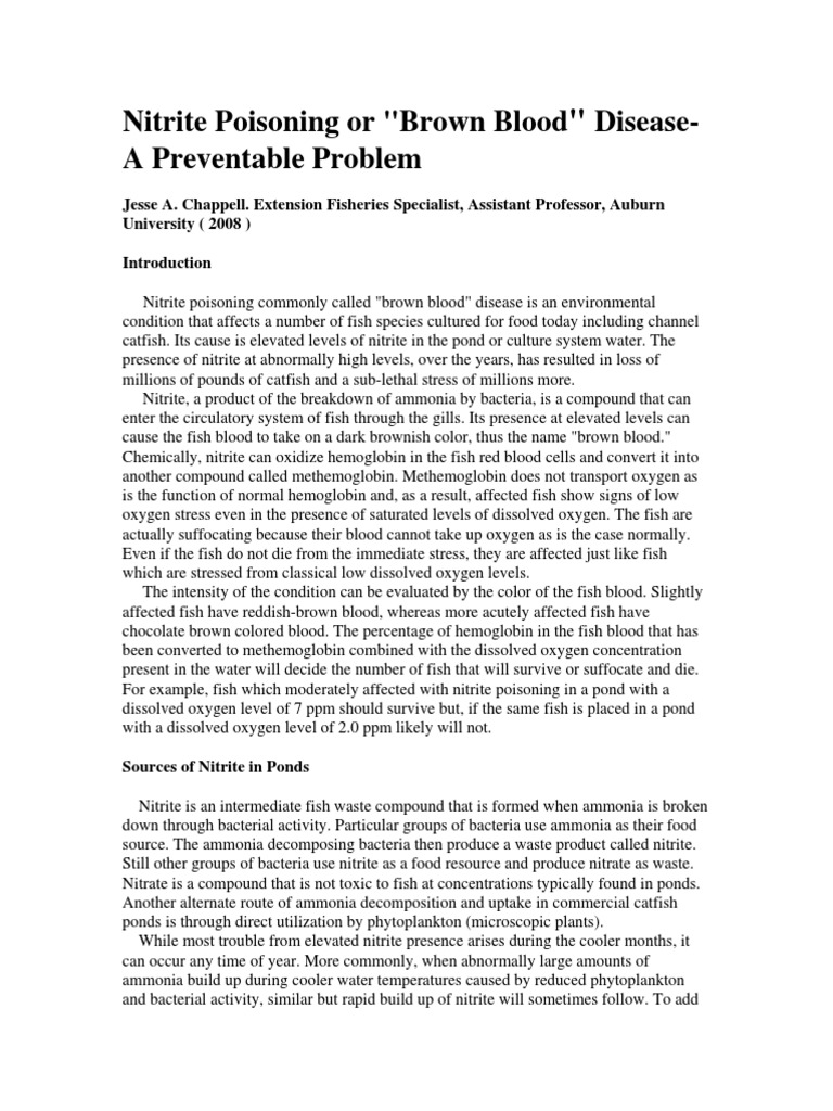 Nitrite Poisoning or "Brown Blood Disease-A Preventable Problem | PDF ...