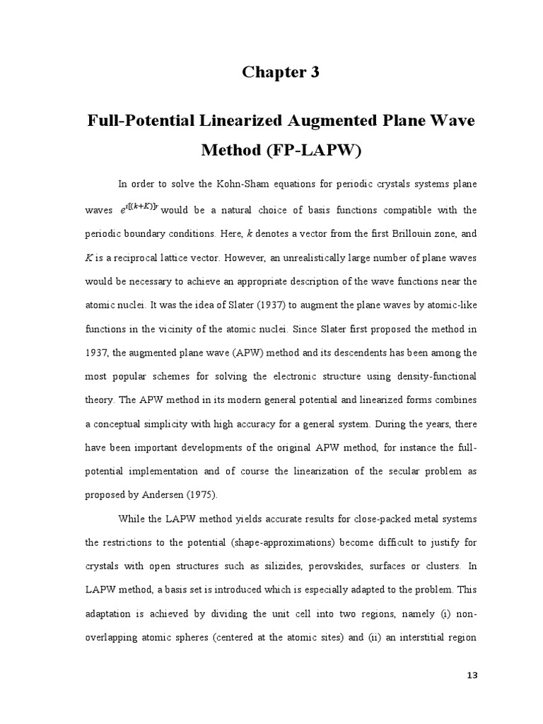 FP-LAPW Method for Electronic Structure | PDF | Crystal Structure ...