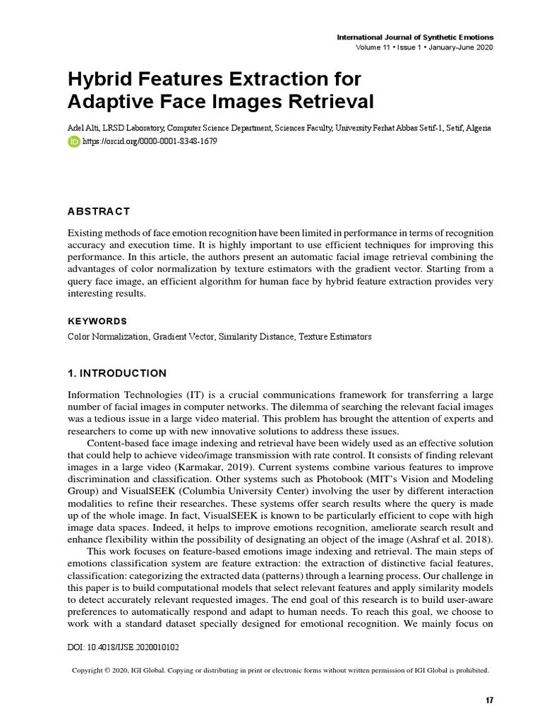 Hybrid Features Extraction For Adaptive Face Images Retrieval | PDF | Information Retrieval ...