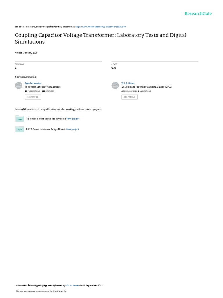 Coupling Capacitor Voltage Transformer Laboratory | PDF | Electrical ...