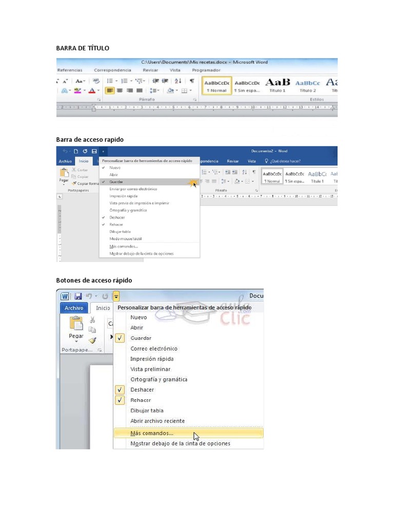 Las Partes de Word | PDF