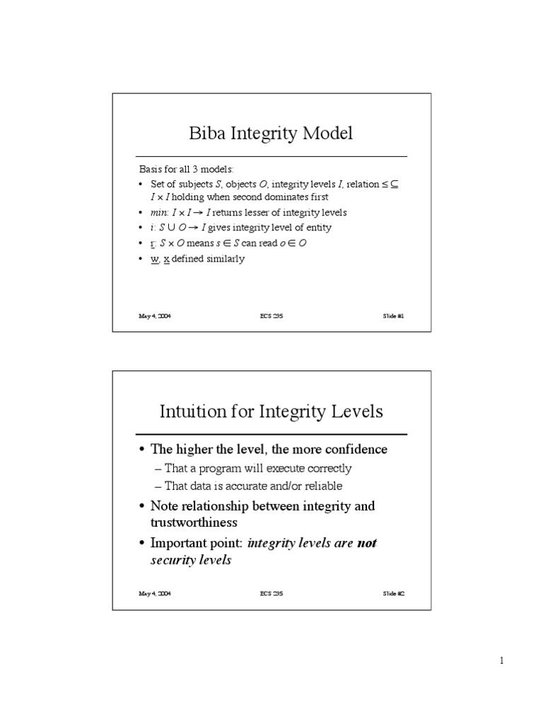 Acesscontrol Biba Int Model | PDF | Authentication | Areas Of Computer ...