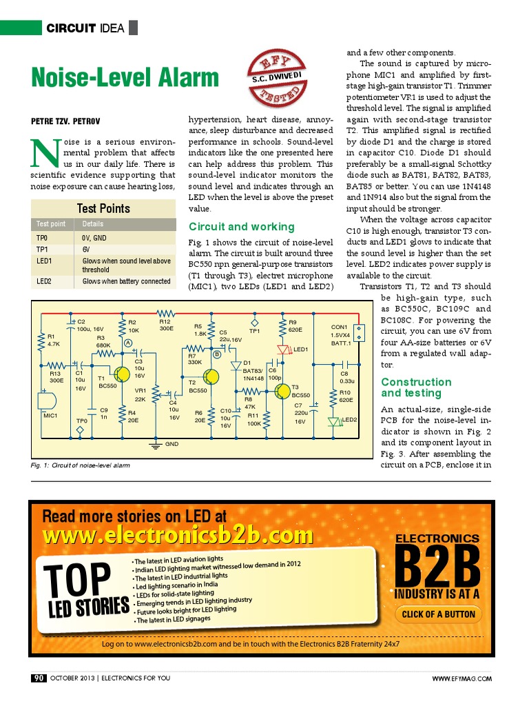Noise Level Alarm PDF | PDF | Electronic Circuits | Amplifier