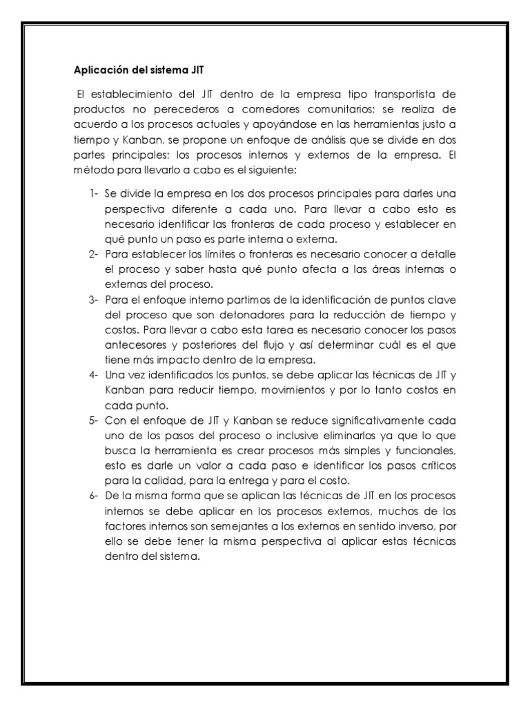 Aplicación Del Sistema JIT | PDF | Business | Economias