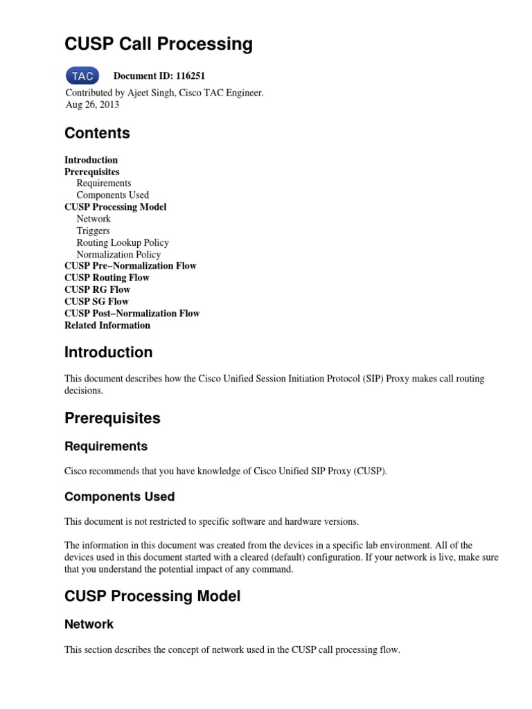 CUSP Call Processing | PDF | Session Initiation Protocol | Routing