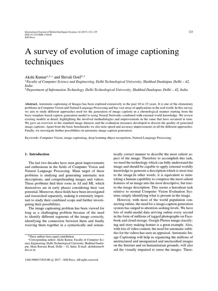 A Survey of Evolution of Image Captioning PDF | PDF | Parsing ...