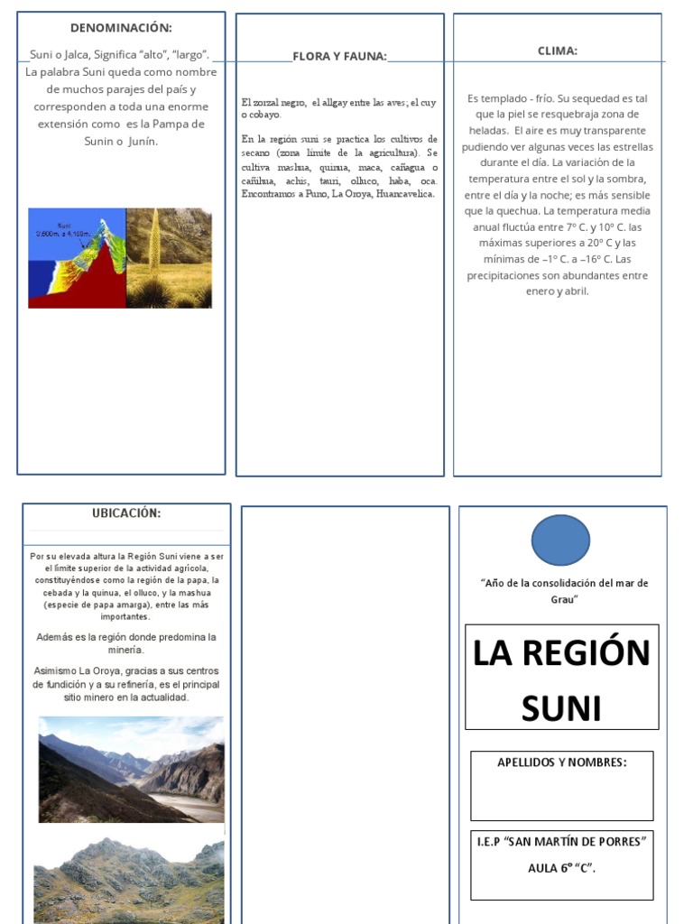 Triptico de La Region Suni | PDF | Earth Sciences | Geografía Física