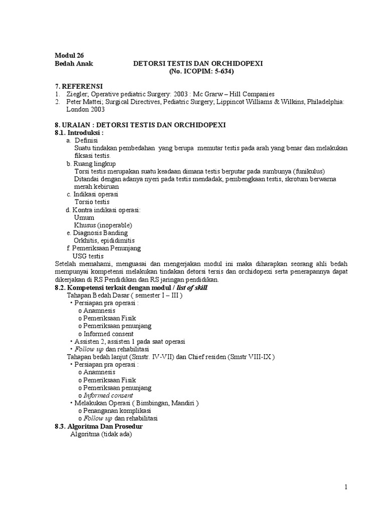 Modul 26-DETORSI TESTIS DAN ORCHIDOPEXY | PDF