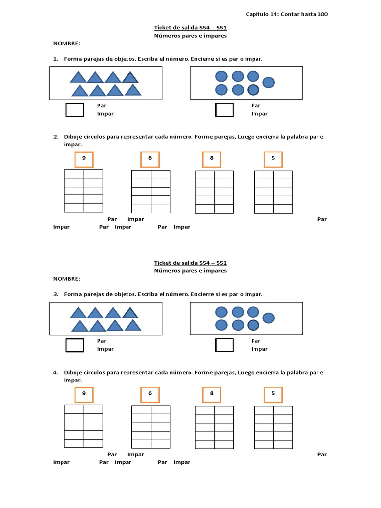 Ticket de Salida Numeros Pares e Impares | PDF | Artes del Lenguaje y ...