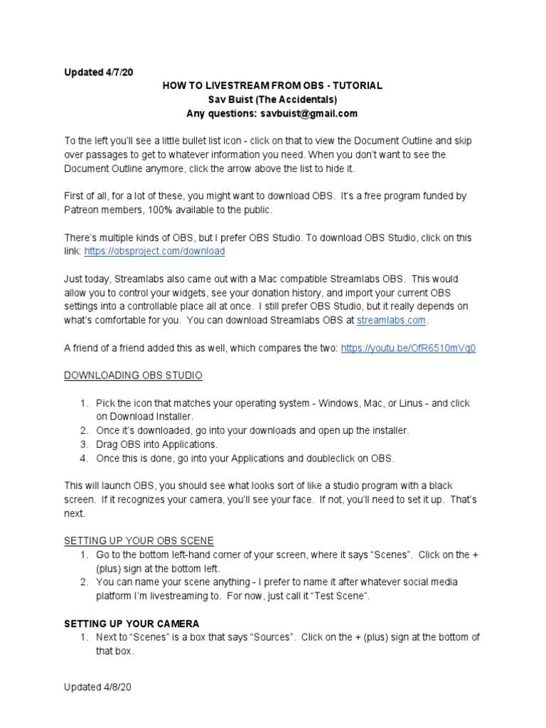 Updated 4/7/20 How To Livestream From Obs - Tutorial Sav Buist (The ...