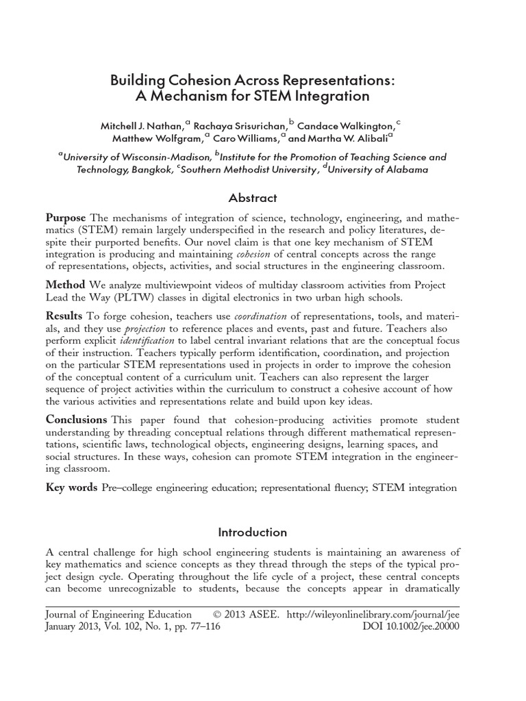 Building Cohesion Across Representations: A Mechanism For STEM ...