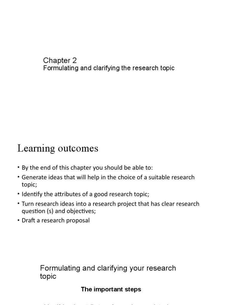 Formulating and Clarifying The Research Topic | PDF | Career & Growth