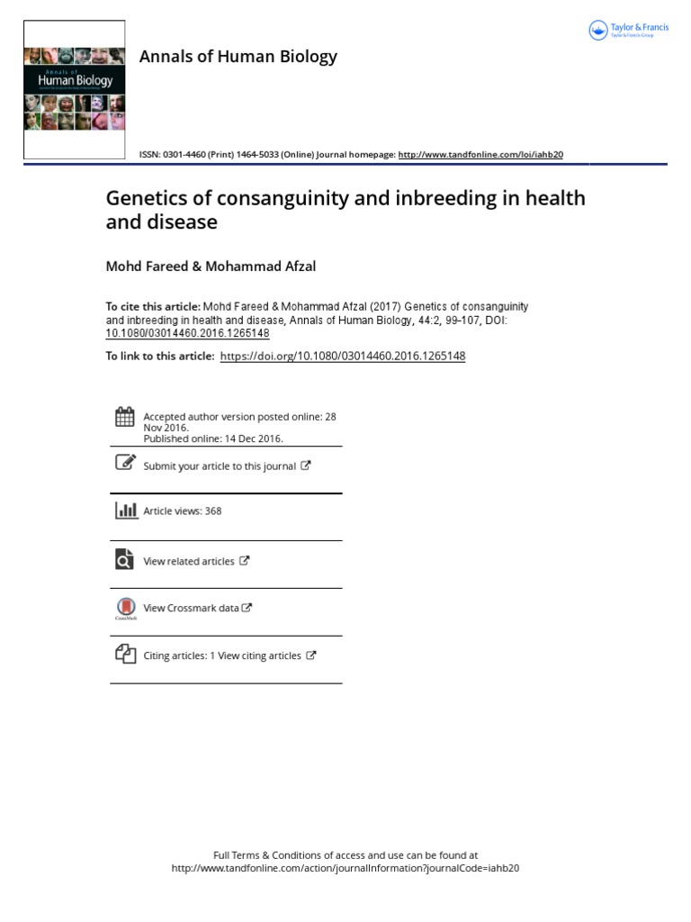 Genetics of Consanguinity and Inbreeding in Health and Disease | PDF ...