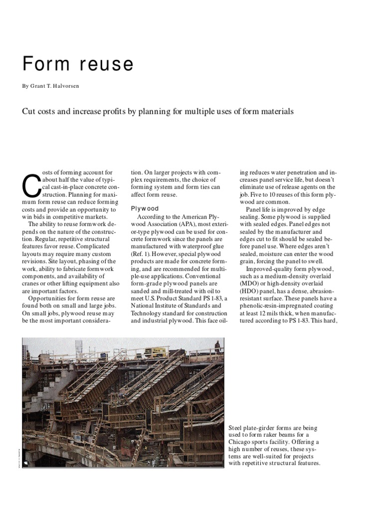 Concrete Construction Article PDF Form Reuse | PDF | Plywood | Reuse