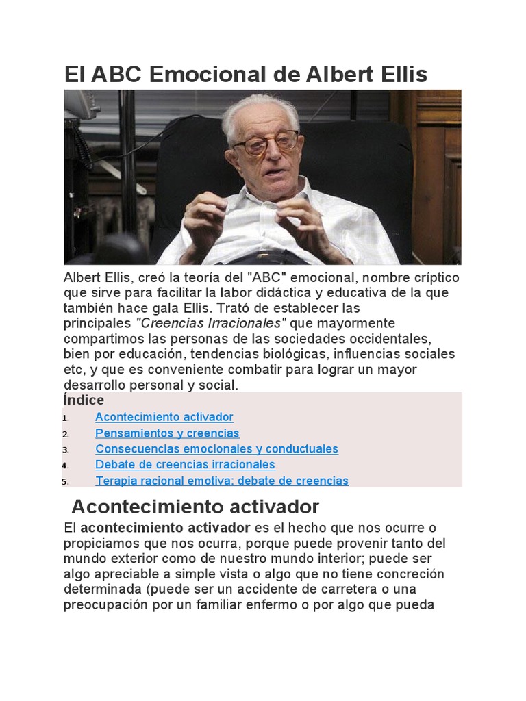 El ABC Emocional de Albert Ellis | PDF | Terapia racional de ...