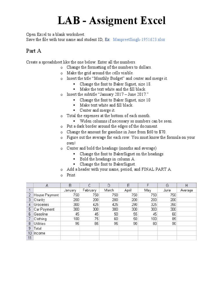 LAB - Assigment Excel: Part A | PDF | Chart | Microsoft Excel