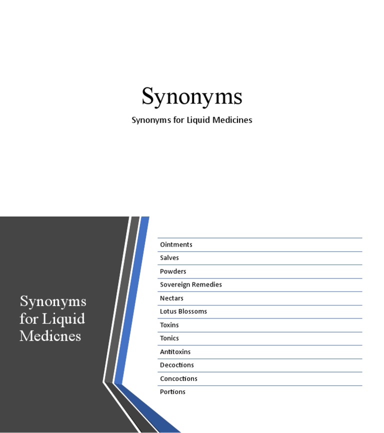 Synonyms For Liquid Medicines | PDF