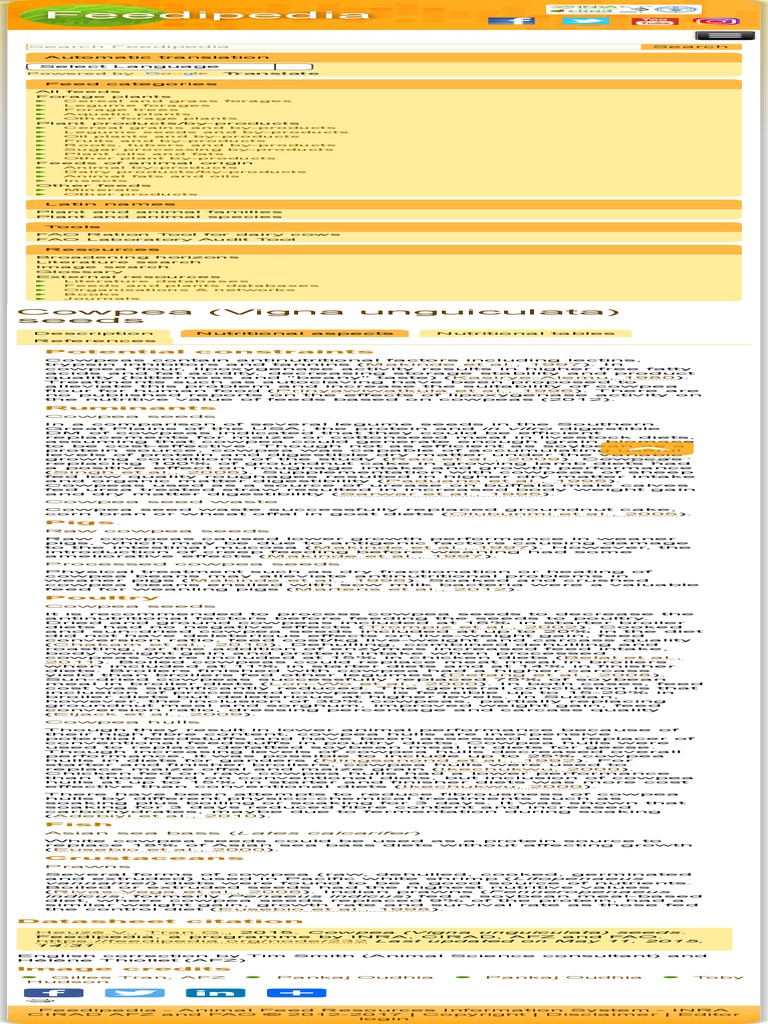 Cowpea Feedipedia Extract | PDF | Plants | Food Industry