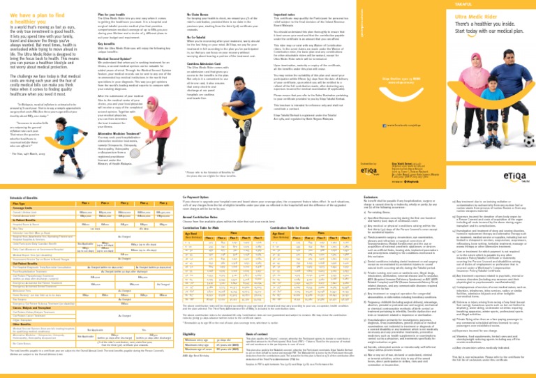 UltraMedicRider Takaful ENG PDF | PDF | Immunodeficiency | Hiv/Aids