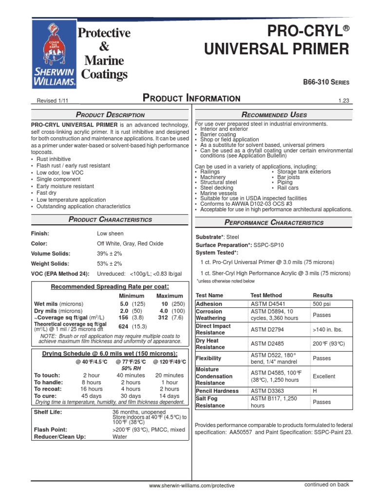 Protective & Marine Coatings: Pro-Cryl Universal Primer | PDF | Paint ...