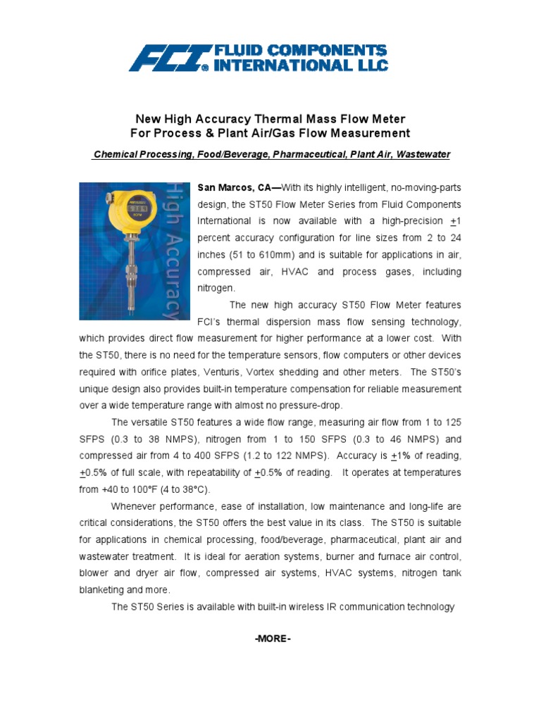 ST50 HighAccuracy | PDF | Flow Measurement | Gases