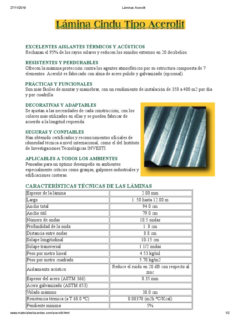Láminas Acerolit | PDF | Aluminio | Acero
