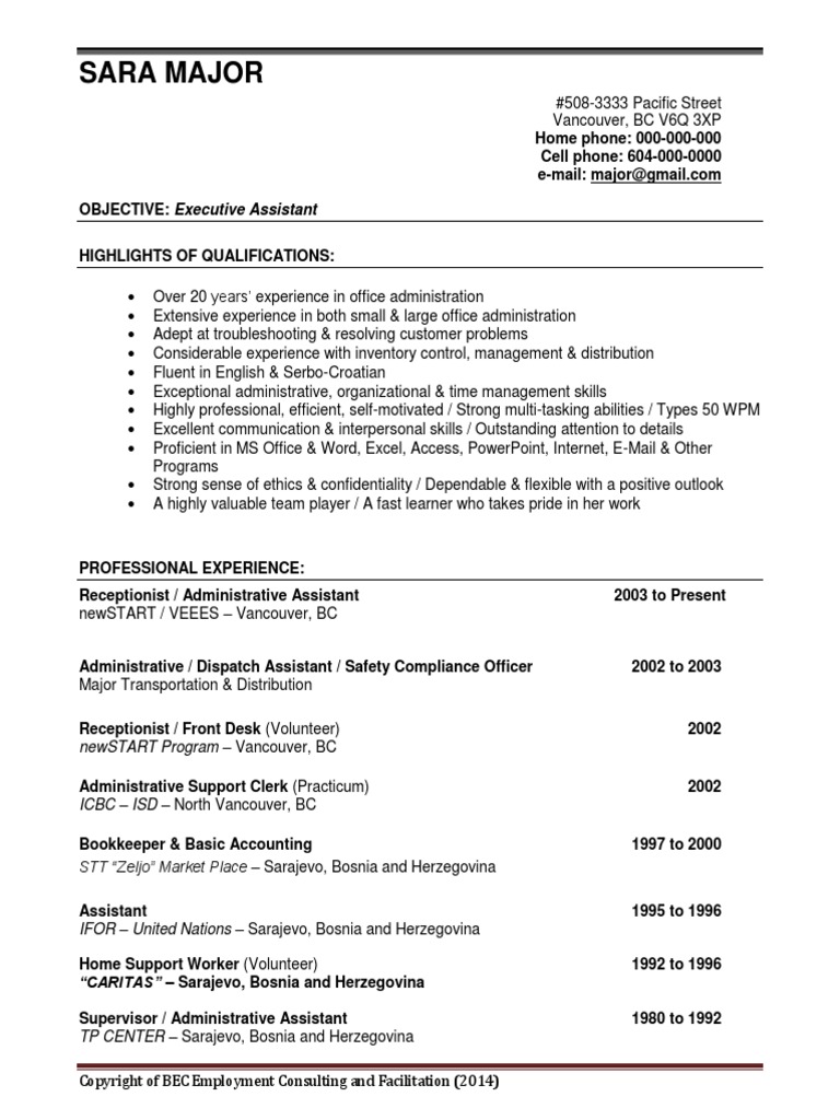 Combined Resume Sample Sara Major | PDF | Business | Computing And ...