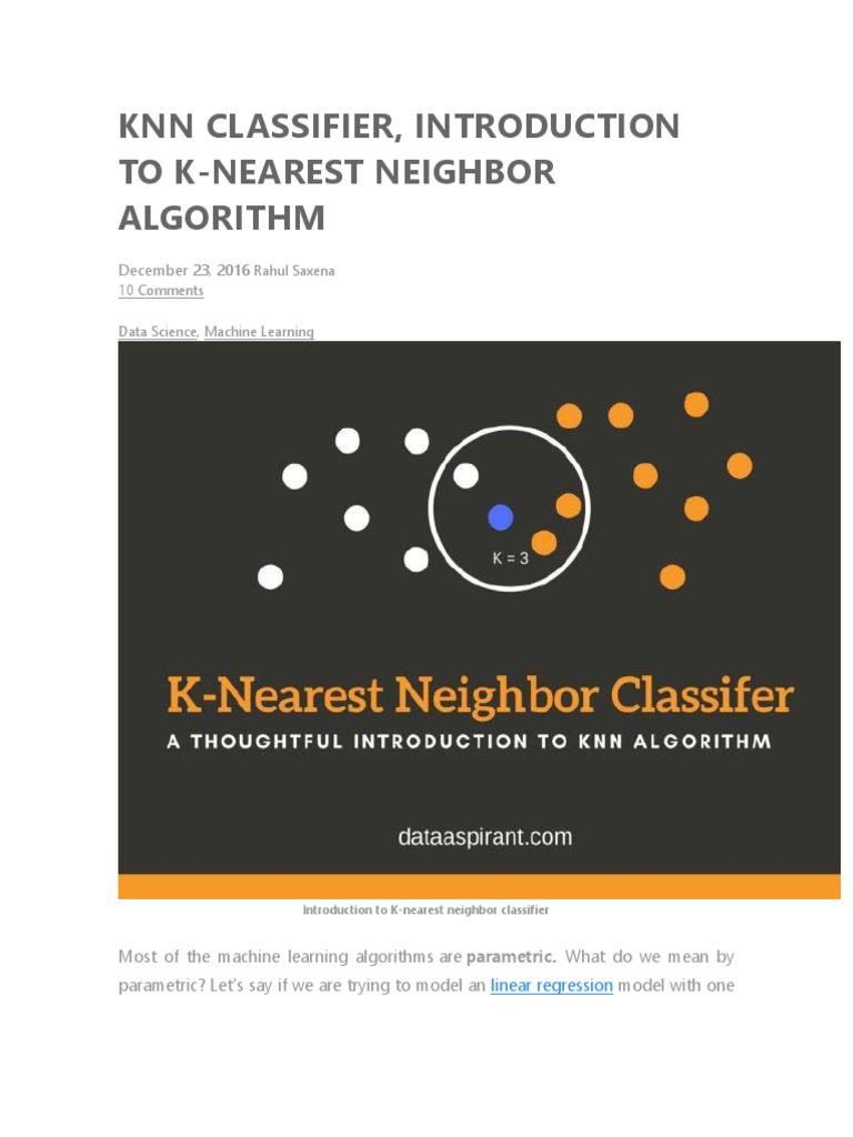 6 - KNN Classifier | PDF | Statistical Classification | Theoretical Computer Science
