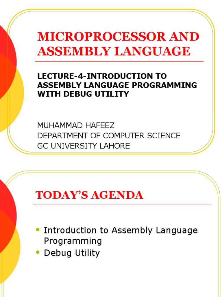Microprocessor And Assembly Language Lecture 4 Introduction To Assembly Language Programming