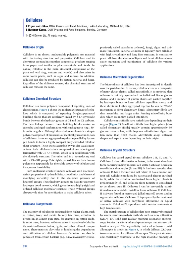 Cellulose Origin | PDF | Cellulose | Saturated Fat