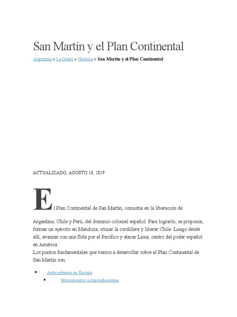 ..San Martín y El Plan Continental | PDF | Perú
