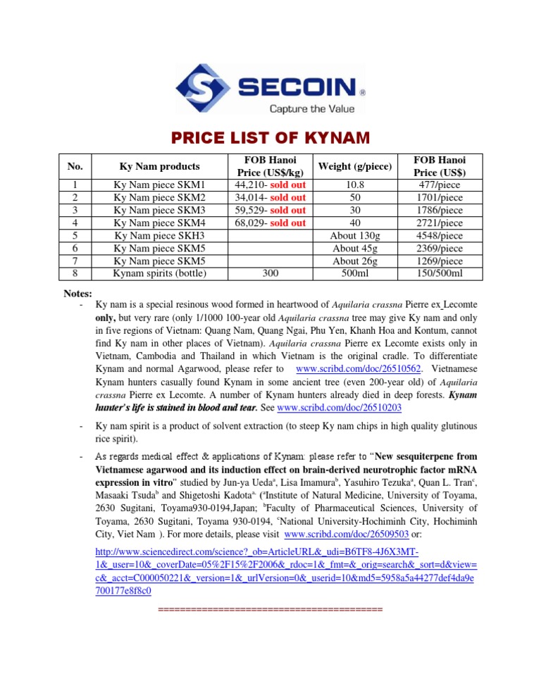 2011 Price List of Kynam | PDF | Vietnam | Plant Life Form