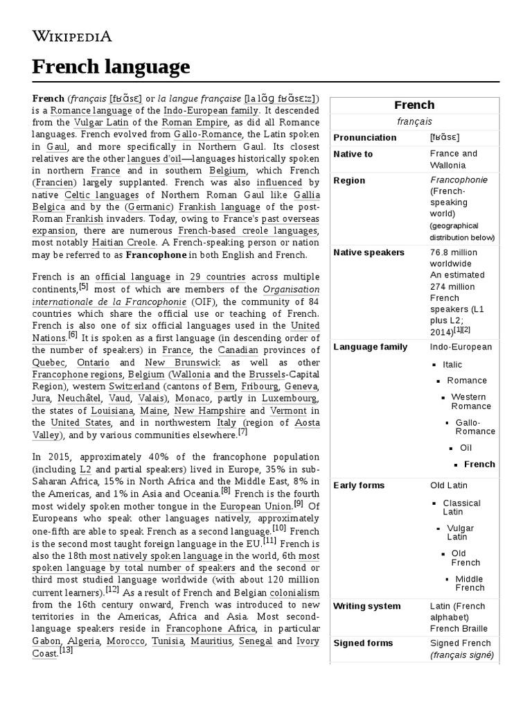 French Language | PDF | French Language | Provinces And Territories Of ...