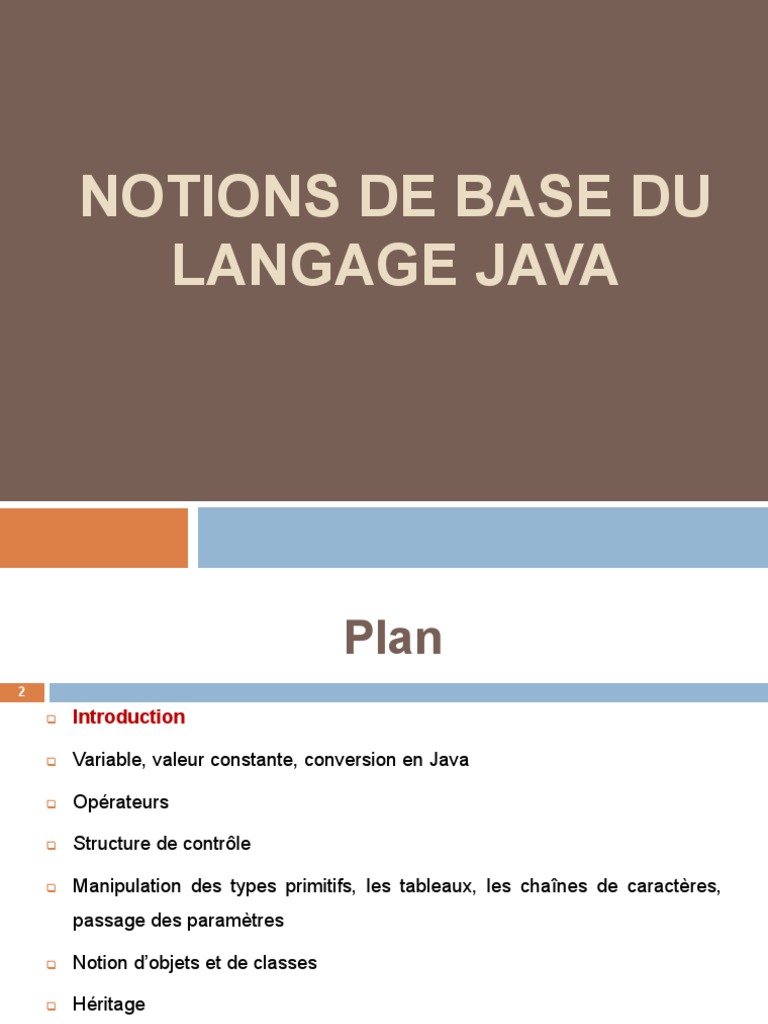 Chapitre 1 Notions de Base en Java | PDF | Classe (informatique) | Java ...