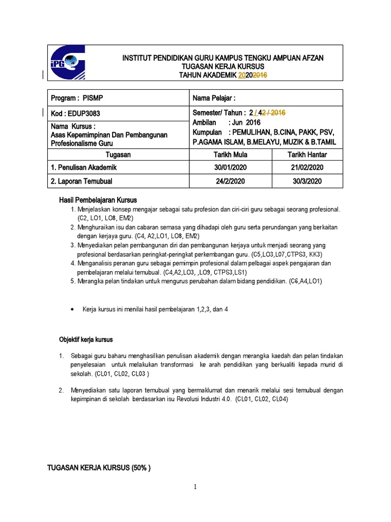 Kerja Kursus Edup 3083 2019 | PDF