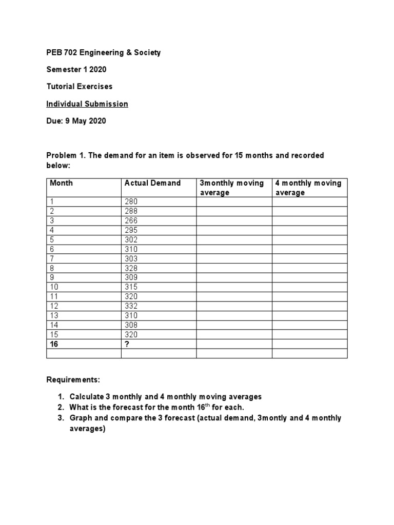 Tutorial Exercise On Forecasting | PDF | Moving Average | Forecasting