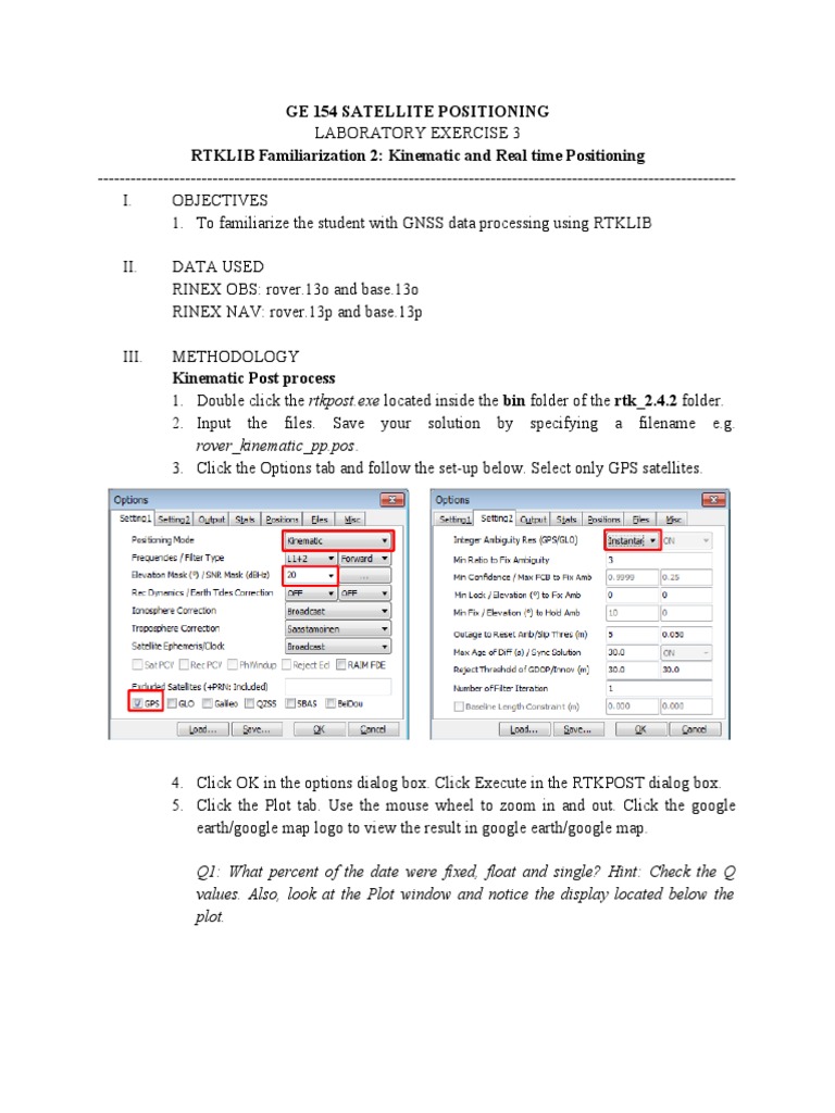 GE 154 LAB 3 RTKLIB Familiarization 2 | PDF | Computing | Software