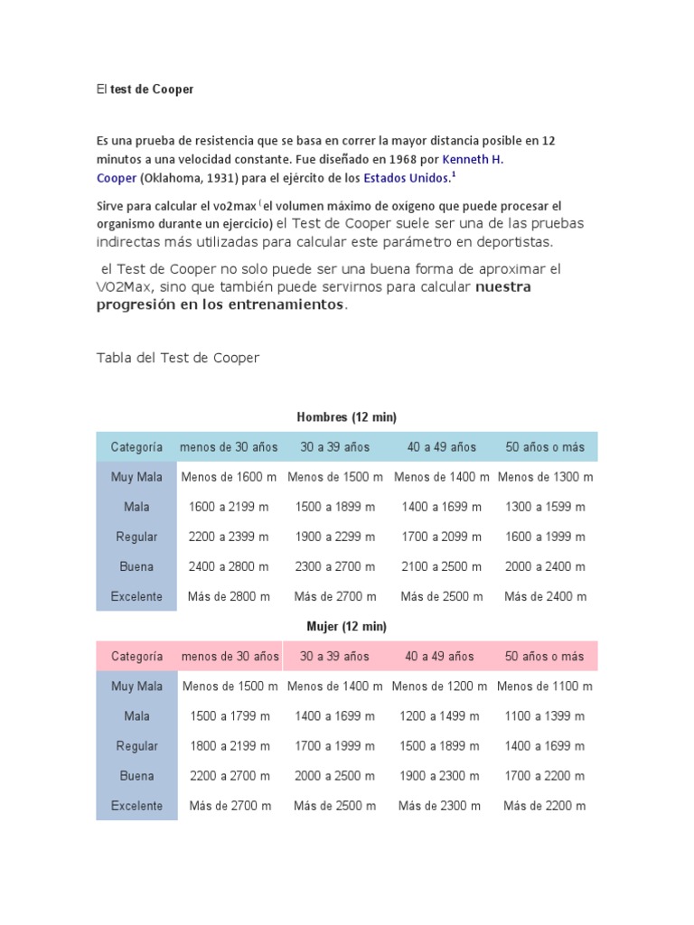 Test de Cooper | PDF