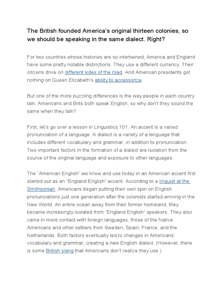 The British Founded America | PDF | English Language | Dialect