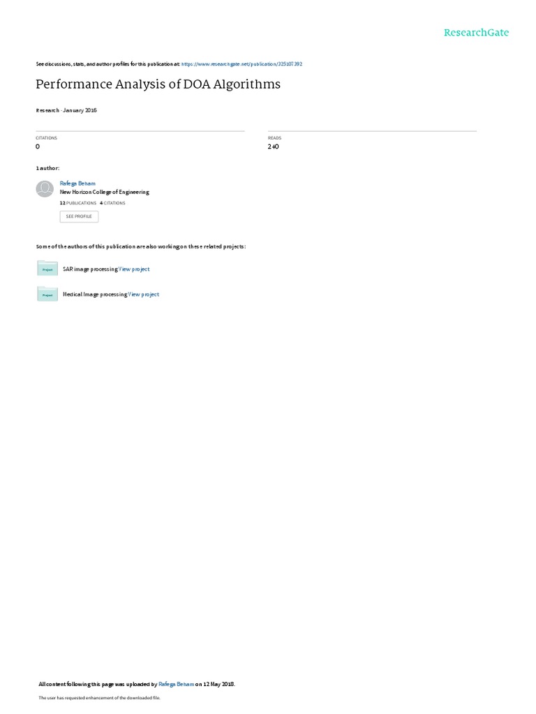 Performance Analysis of DOA Algorithms: January 2016 | PDF